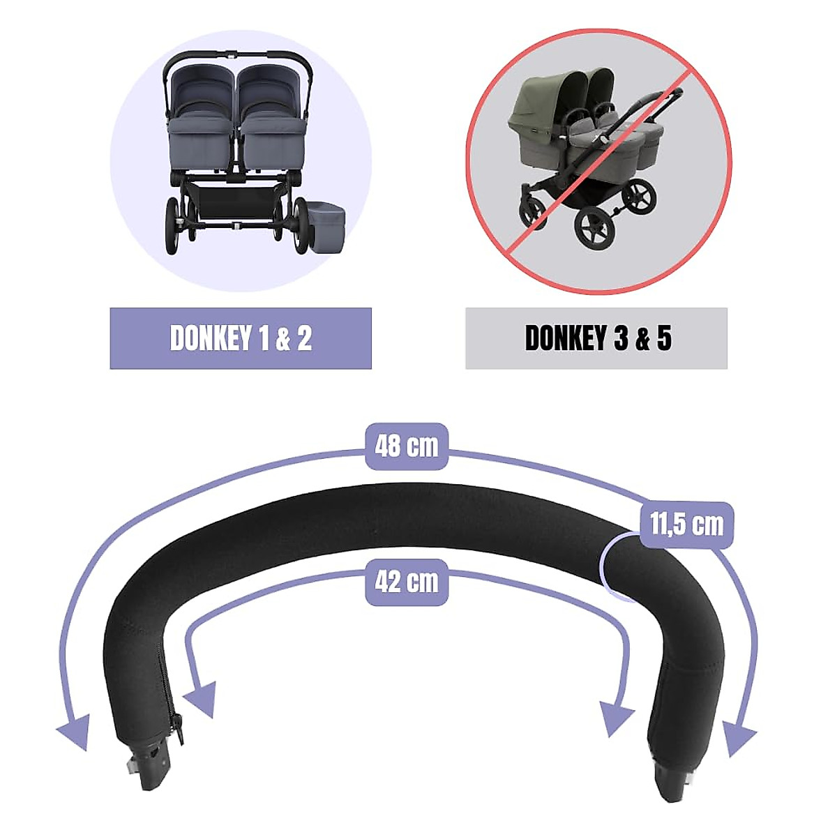 Neoprene Fitted Cover for Bugaboo Donkey Carry Handle (Does not Replace The Rubber)