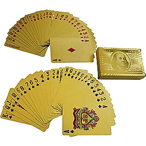 MSTICORA Gold Foil Poker Set - US Dollar Playing Cards - Plastic Playing Cards - Casino Cards(Gold 1 Deck)