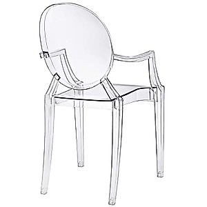 Modway Casper Modern Acrylic Stacking Kitchen and Dining Room Arm Chair in Clear - Fully Assembled