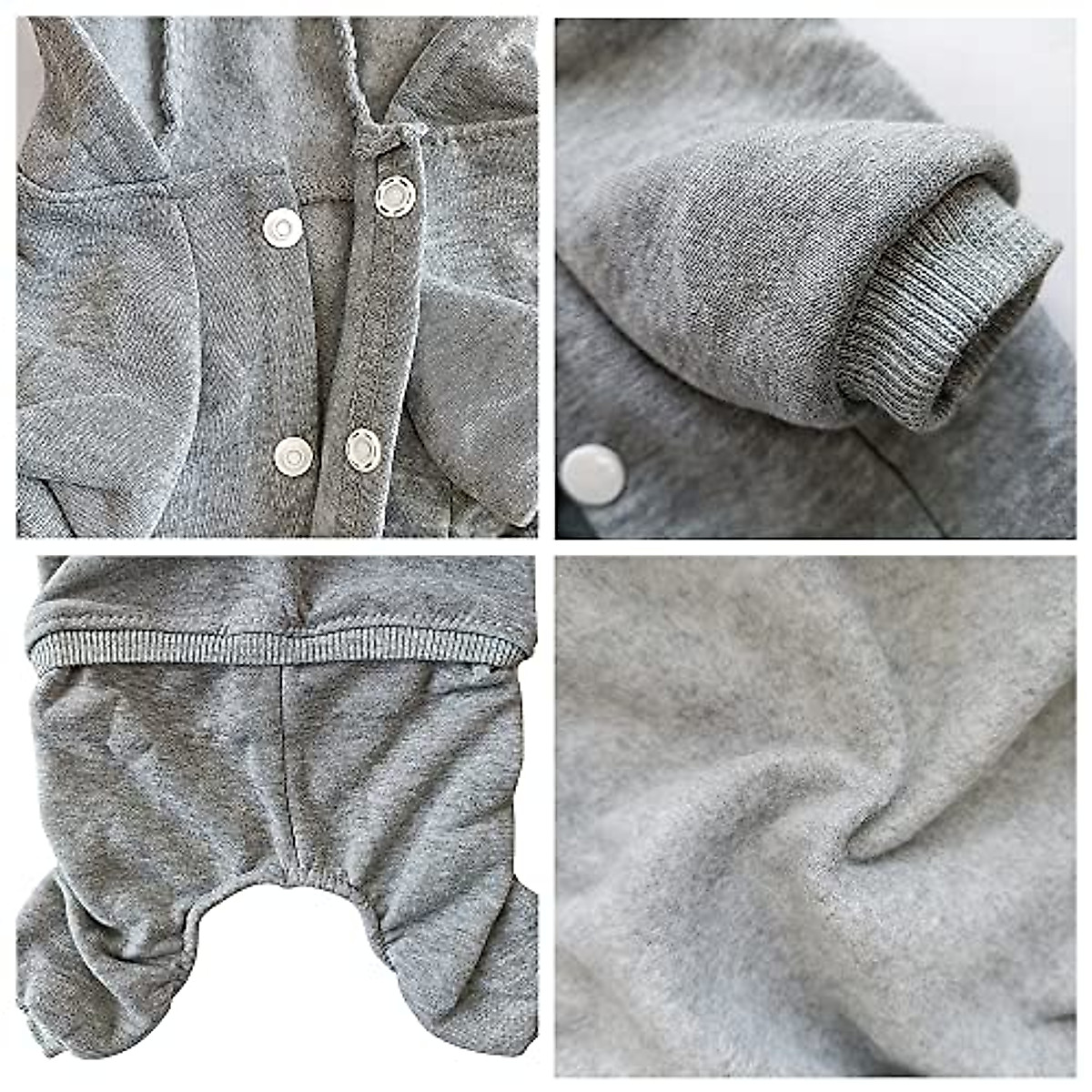 3 Pack Dog Hoodie, Pet Jumpsuit Fleece Sweatshirt with Buttons, Dog Clothes, Dog Cold Weather Coats, Winter Warm Cotton Puppy Hoodie 4 Legs Dog Clothes for Small Medium Dogs Boy Girl Black Grey Pink