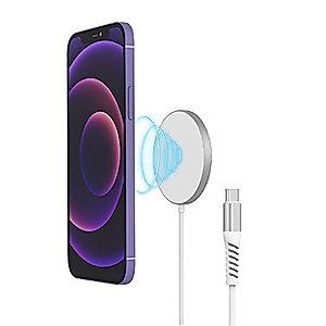 TALK WORKS Magnetic Fast Charge Cord Compatible w/iPhone 15/15 Pro/15 Pro Max, 14/14 Plus/14 Pro/Max, 13/Mini/Pro/Max, 12/Mini/Pro/Pro Max MagSafe Phone Cases -6' USB-C Cable, No Wall Adapter (White)