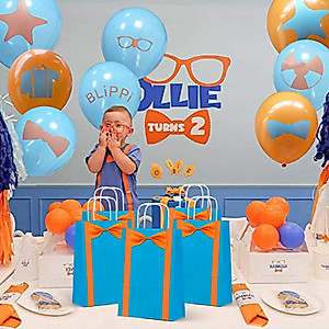 KALEFO 16PCS Orange Blue DIY English Teacher Party Favors Bags with 20PCS Glasses Goodies Treat Gift Bag for Kids Birthday Baby Shower Fire Truck Fireman Party Supplies Decorations