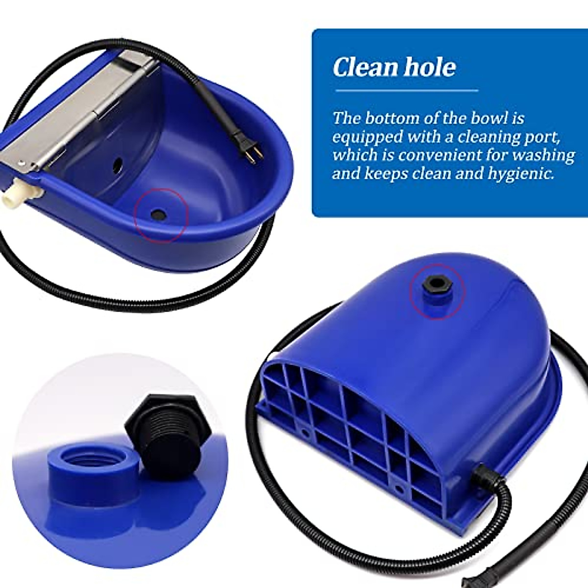 Automatic Livestock Waterer Heated Horse Water Bowl Automatic Cattle Cow Heated Water Bowl Dog Horse Cattle Drinking Bowl Constant Temperature Dispenser with Float Control