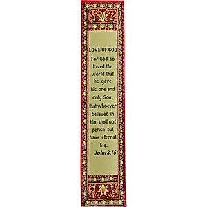 for God so Loved The World, Woven Fabric Christian Bookmark, Silky Soft John 3:16 Flexible Bookmarker for Novels Books and Bibles, Traditional Turkish Woven Design, Memory Verse Gift