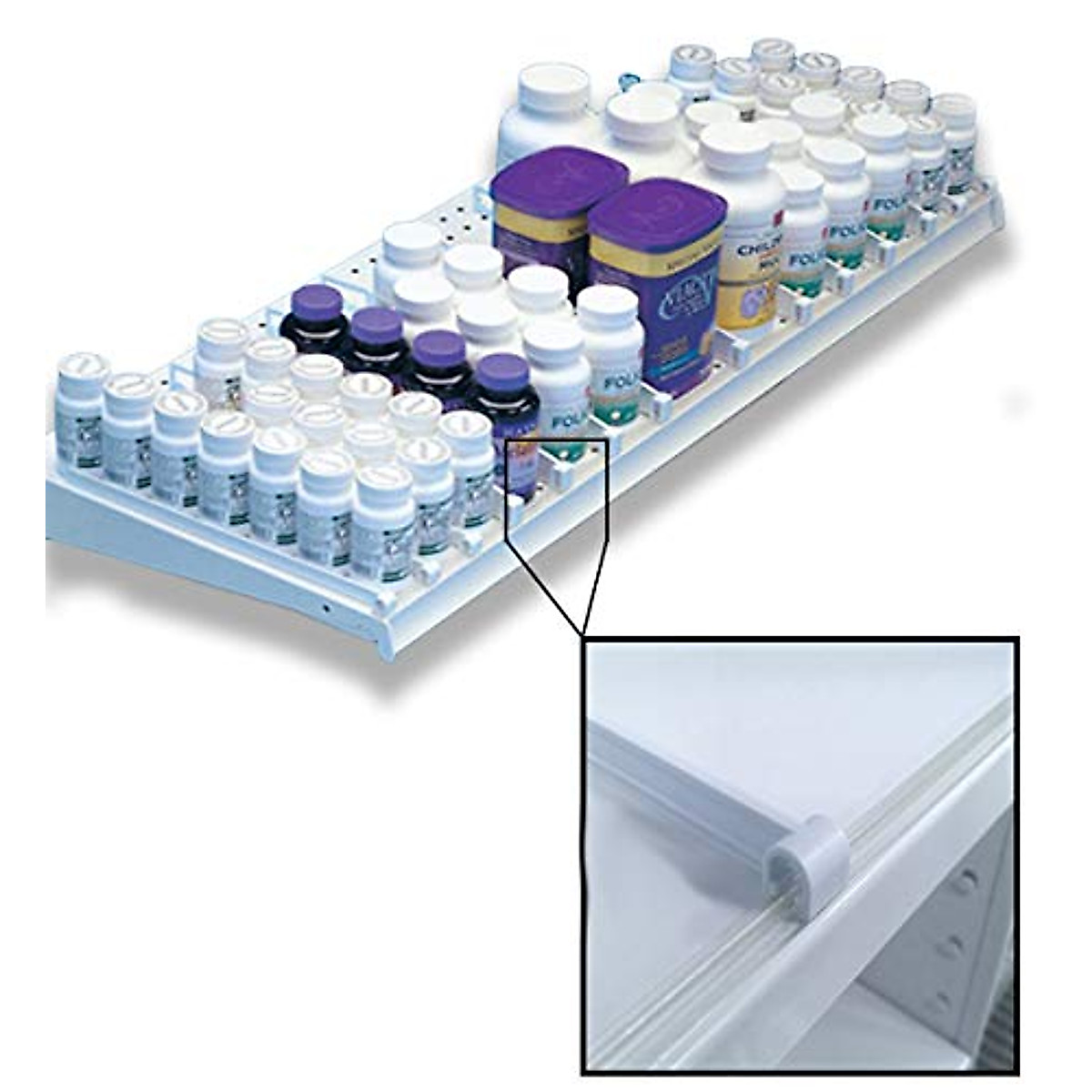 Store Fixtures Direct Shelf Divider Front Rail with Self Adhesive Back, for Wood, Glass or Metal Shelves - 48" L - 20 Pack