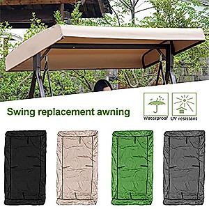 Outdoor Patio Swing Canopy Replacement Top Cover,191x120x18cm/75x47x7'' Swing Canopy Cover Waterproof Replacement Canopy Top for Patio Yard Porch Swing Cover 3 Seater,HADMB,Beige