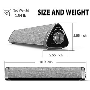 ASIYUN Sound Bar, Wired and Wireless Bluetooth 5.0 Audio Speaker Surround Sound Home Theater Built-in Subwoofers for TV/PC/Phones/Tablets with Remote Control (Support Device with AUX/RCA/USB Function)