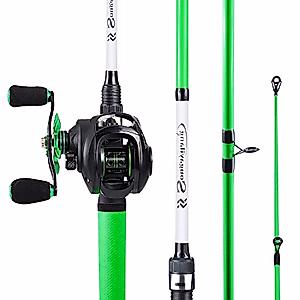Sougayilang Fishing Rod and Reel Combo, Medium Fishing Pole with Casting Reel, Baitcaster Combo, SuperPolymer Handle-Green-6ft with Left Handle Reel