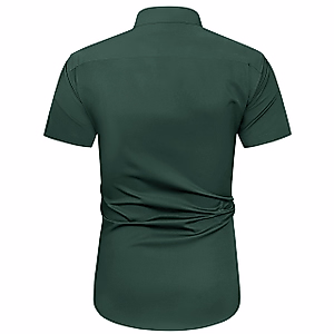 J.VER Men's Short Sleeve Dress Shirts with Pocket Casual Button Down Shirts Business Work Shirt Army Green XL