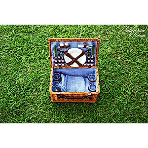Picnic Basket for 4 Person | Picnic Set | Folding Picnic Blanket | Picnic Table Set | Picnic Plates | Picnic Supplies | Summer Picnic Kit | Picnic Utensils | Picnic Hamper Cutlery Set Flatware Set