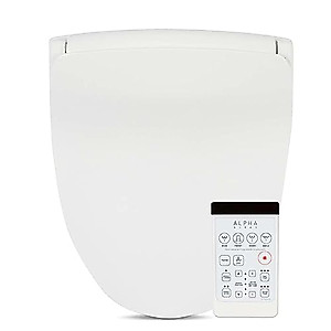 ALPHA BIDET iX Hybrid Bidet Toilet Seat in Elongated White | Endless Warm Water | Stainless Steel Nozzle | 4 Wash Functions | LED Nightlight | Warm Air Dryer | Wireless Remote | Oscillation and Pulse