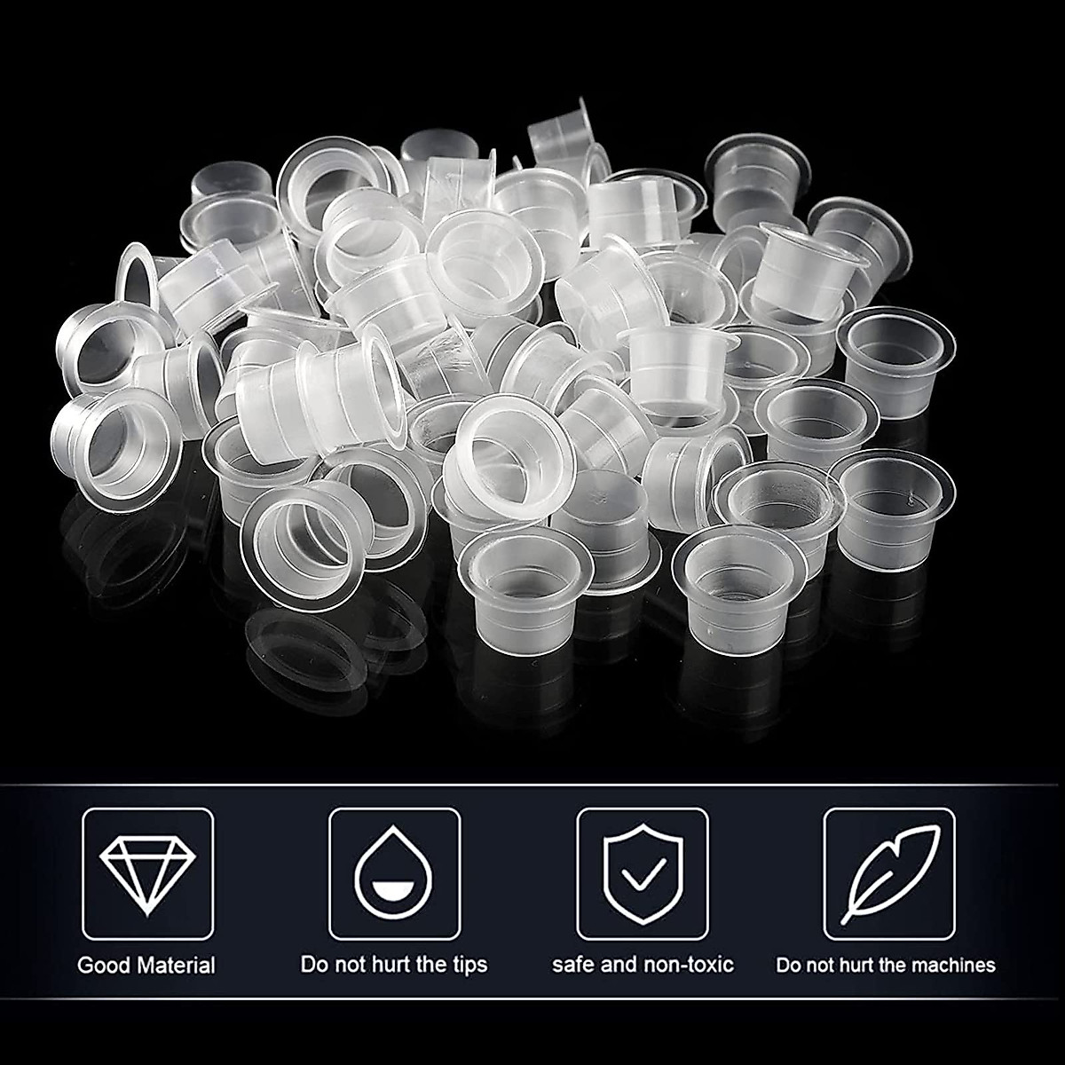 Yuelong 1000pcs Tattoo Ink Caps Cups 13MM Medium Disposable Pigment Cups Caps Plastic Microblading Ink Cups for Tattoo Ink Supplies