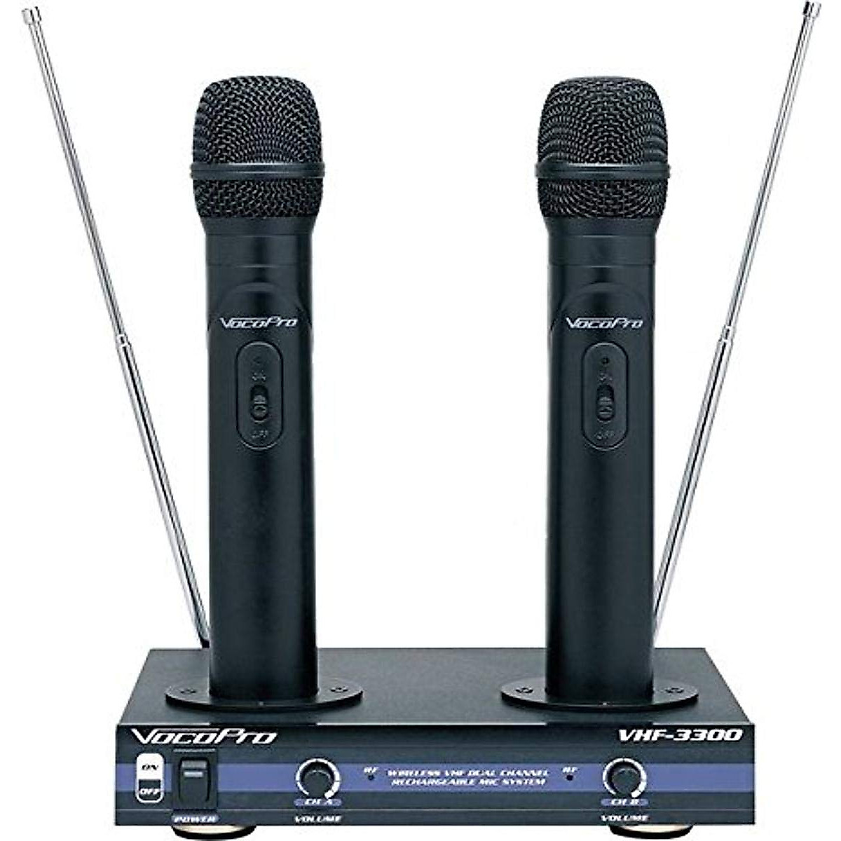 VocoPro VHF-3300 Dual Channel VHF Rechargeable Wireless Microphone System