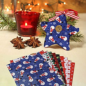 10Pcs Christmas Cotton Fabric Squares Quilting Fabric Patchwork Precut Fabric Scraps for DIY Quilting for Xmas Sewing Crafting (Color : As Shown)
