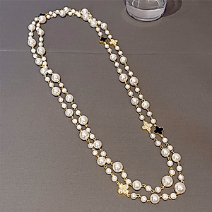 Fashion Designer Imitation Pearl Necklace White layered Long Pearl Necklaces for Women Vintage Jewelry for Party