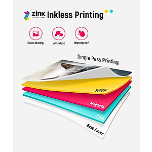 Liene 2x3” Photo Printer, Mini Instant Portable Photo Printer Bundle w/ 50 Zink Adhesive Paper, Bluetooth 5.0, Compatible w/iOS & Android, Small Picture Printer for iPhone, Smartphone, White