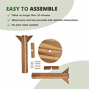 BEEFURNI Round Wooden Stool, Acacia Wood 18 Inch Stool, Wooden Step Stools for Kids, Solid Acacia End Table, Round Plant Stand 350 lbs Capacity, Easy to Assemble, 1 Year Warranty