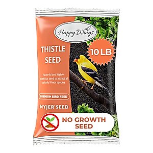 Happy Wings Nyjer/Thistle Seeds Wild Bird Food - 10 Pounds I No Grow Seed I Bird Seed for Wild Birds