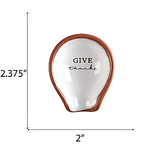 Give Thanks Glossy Brown 2 x 3 Terra Cotta Decorative Countertop Spoon Rest