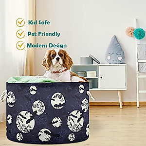 visesunny Halloween with Moon Night Sky Bat Laundry Baskets Fabric Storage Bin Storage Box Collapsible Storage Basket Toy Clothes Shelves Basket for Bathroom,Bedroom,Nursery,Closet,Office