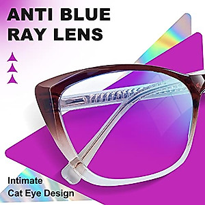 VISOONE Trendy Cat Eye Blue Light Blocking Glasses with Anti Glare For Women Computer Reading Eyeglasses Wine Red Calida, Wind Red, 56MM