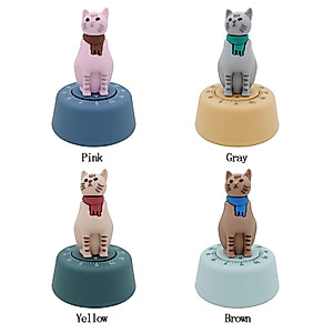 Ranvi Timer Cat Shaped Time Manager Mechanical Kitchen Timer, Suitable for Kitchen, Learning, Daily(Gray)
