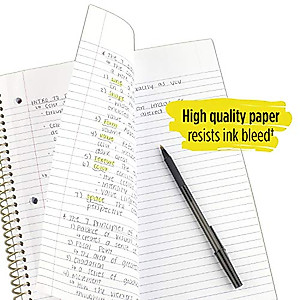 Five Star Spiral Notebooks, 1 Subject, College Ruled, 11" x 8-1/2", Cute Designs Bright Colors, 3 Pack (51180)