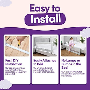 Bed Rail for Toddlers - Extra Long Toddler Bedrail Guard for Kids Twin, Double, Full Size Queen & King Mattress - Baby Bed Rails for Children (Grey XL)