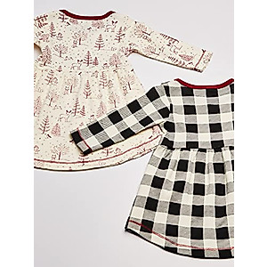 Touched by Nature Girls, Toddler, Baby and Womens Organic Cotton Short-Sleeve and Long-Sleeve Dresses, Winter Woodland Long Sleeve, 3-6 Months