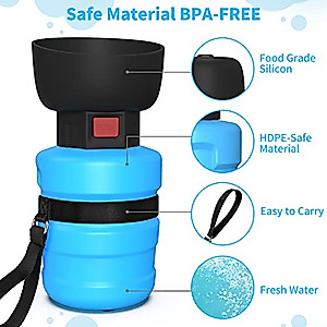 Dog Water Bottle 14oz, Leak Proof Pet Water Bottle for Dogs Portable Puppy Water Dispenser Foldable 2-in-1 Design, Lightweight & Convenient for Walking Travel Outdoor BPA Free (3rd Gen, Blue)