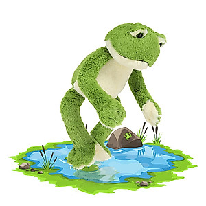 Muiteiur Plush Frog Stuffed Animal Cute Frog Soft Toy with White Belly Gift for Kids Girlfriend (Green,17.7 inch)