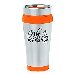 16oz Insulated Stainless Steel Travel Mug Coffee Mug Tumbler Gnomes (Orange)