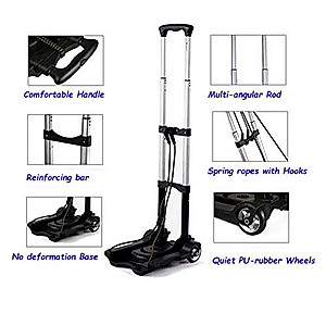 Portable Folding Hand Truck Dolly Utility Cart Foldable Trolley Put in Backpack Push Luggage Flatbed Cart