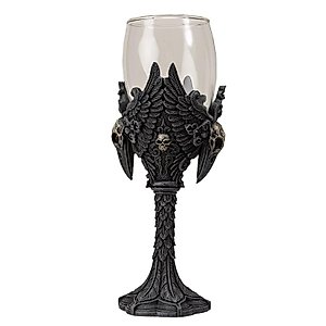 Pacific Giftware Raven Goblet, Gothic Raven Wine Glass