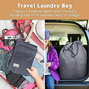 UniLiGis Washable Travel Laundry Bag with Handles and Drawstring (2 Pack), Heavy Duty Large Enough to Hold 3 Loads of Laundry, Fit a Laundry Basket or Clothes Hamper, 27.5x34.5 in,Grey
