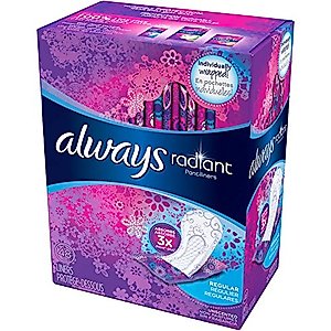 Always Radiant Pantiliners, Regular, Unscented, 96 Liners (Pack of 2)