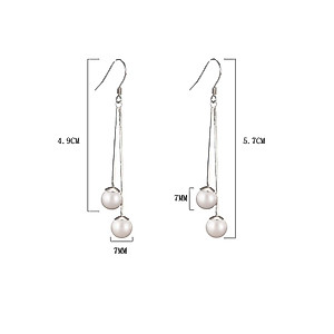 Sterling Silver Freshwater Pearl Threader Dangle Drop Earrings Threader Tassel Dangling Charm Hoop Earrings Long Chain Hook Earring Fashion Jewelry Gifts for Women