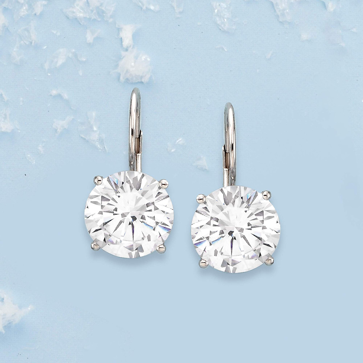 Ross-Simons 13.00 ct. t.w. Round CZ Drop Earrings in Sterling Silver