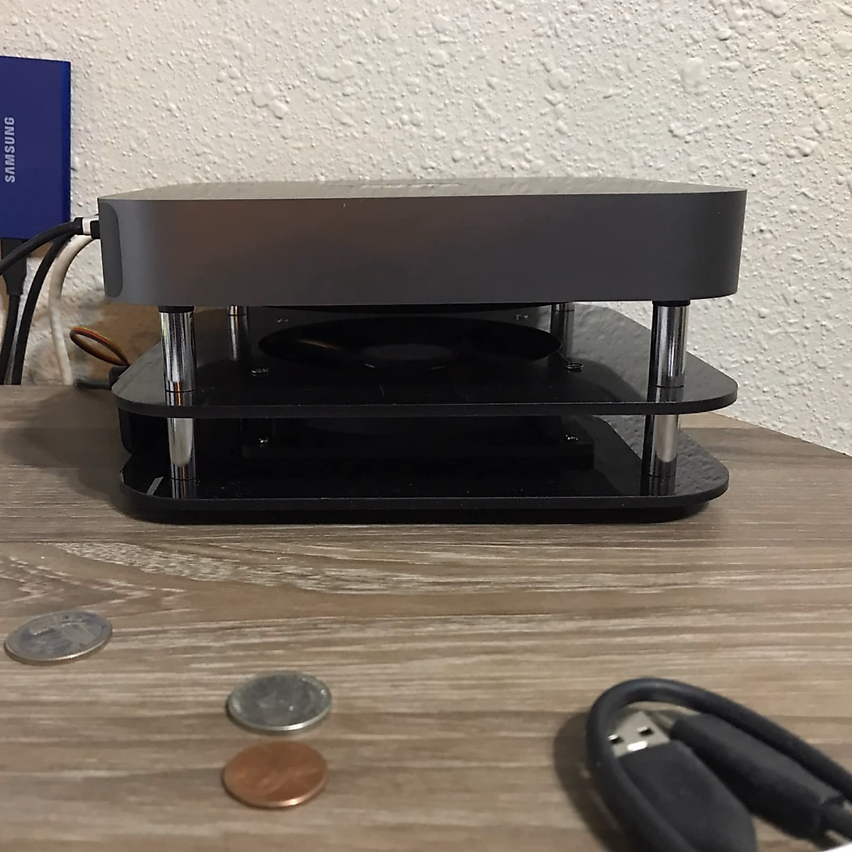 Yoqanr Mac Mini Radiator Cooling Fan Wind Speed Enhancement Modified Chassis ,Mini Radiator Overclock Base with 12cm Silent Fan