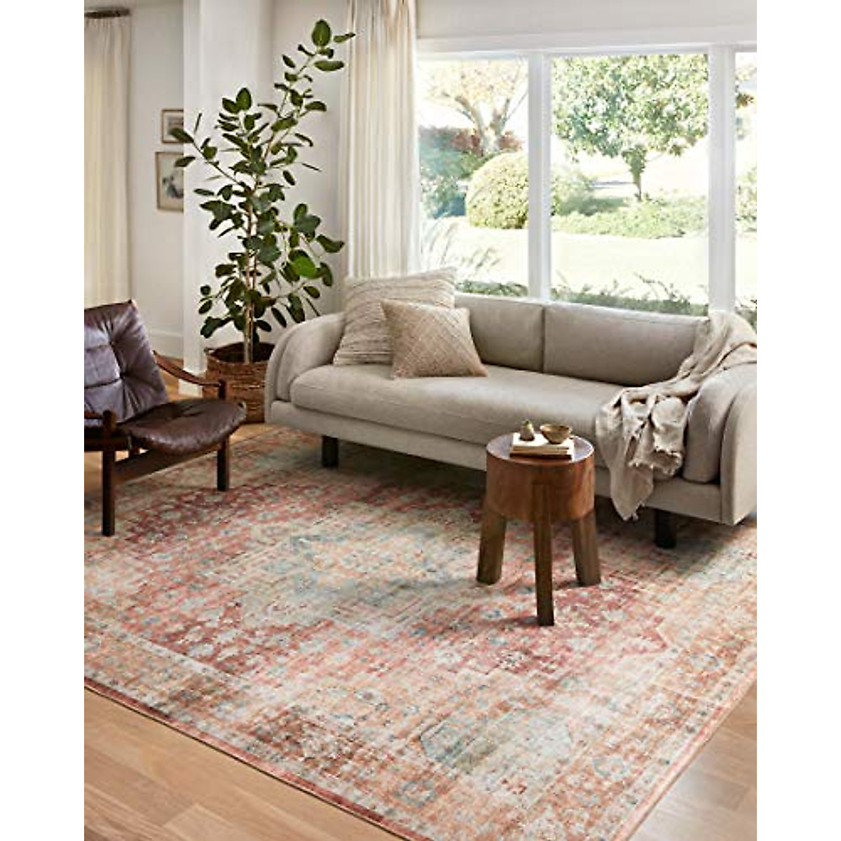 Loloi II Heidi Collection HEI-01 Area Rug 8' 6" x 11' 6" Terracotta/Aqua Rectangular 0.13" Thick