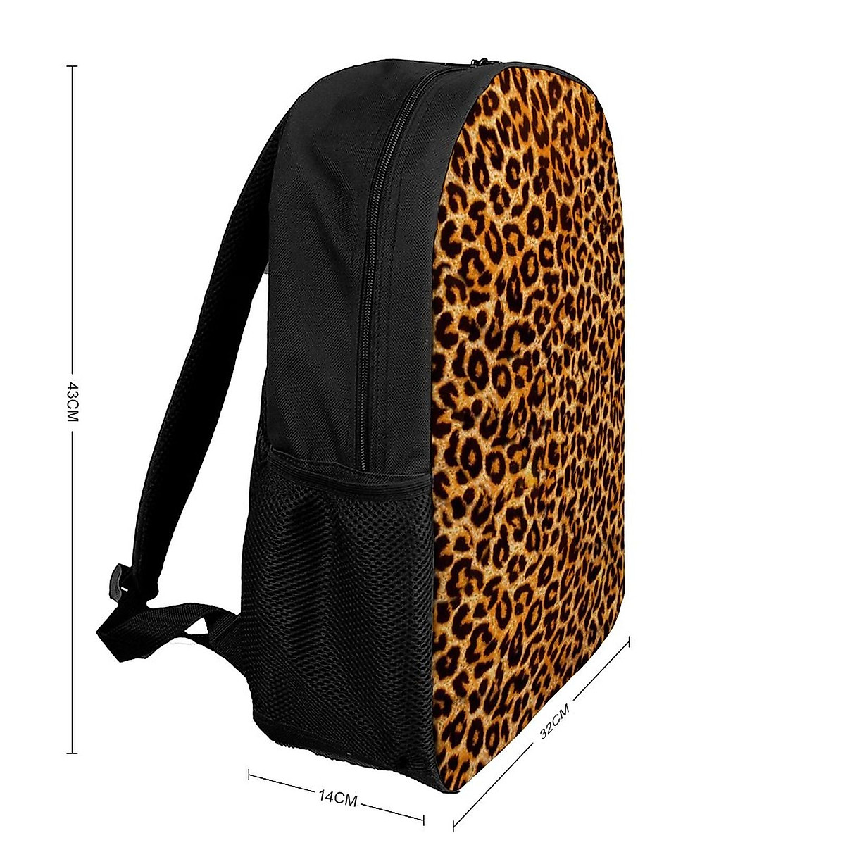 Animal Leopard Print Travel Backpack Casual 17 Inch Large Daypack Shoulder Bag with Adjustable Shoulder Straps