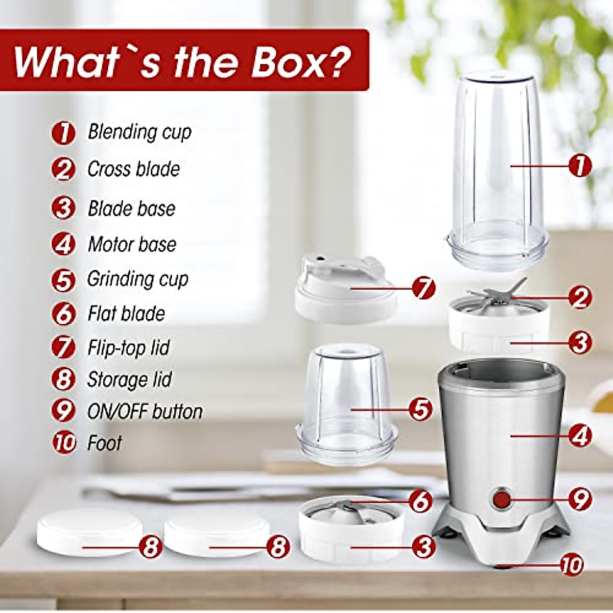 1000W Personal Bullet Blender for Shakes and Smoothies, Regenerate Nutri Aluminum Large Capacity Mixer with Blending & Grinding Blades for Kitchen, Tritan 34+17 Oz Travel Bottles for Fruits, Vegetables, Coffee, Countertop, Silver