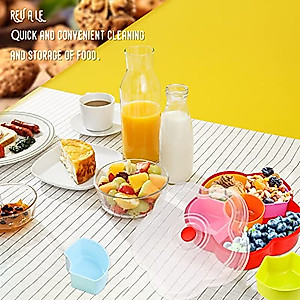 Hslife Separable Colored Flower Shaped Fruit Bowl Snacks Bowl, Candy and Nut Serving Container Appetizer Tray with Lid, 6 Compartment Plastic Food Storage Organizer