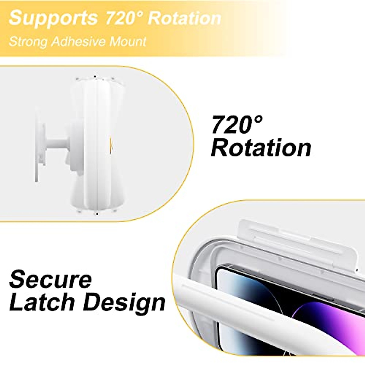 URROY 720° Rotating Shower Phone Holder Waterproof Anti Fog Universal Bathroom Phone Mirror Wall Mount Guardian Case Stand for Bathtub Kitchen Shower Accessories for All Cell Phone Up to 6.8"