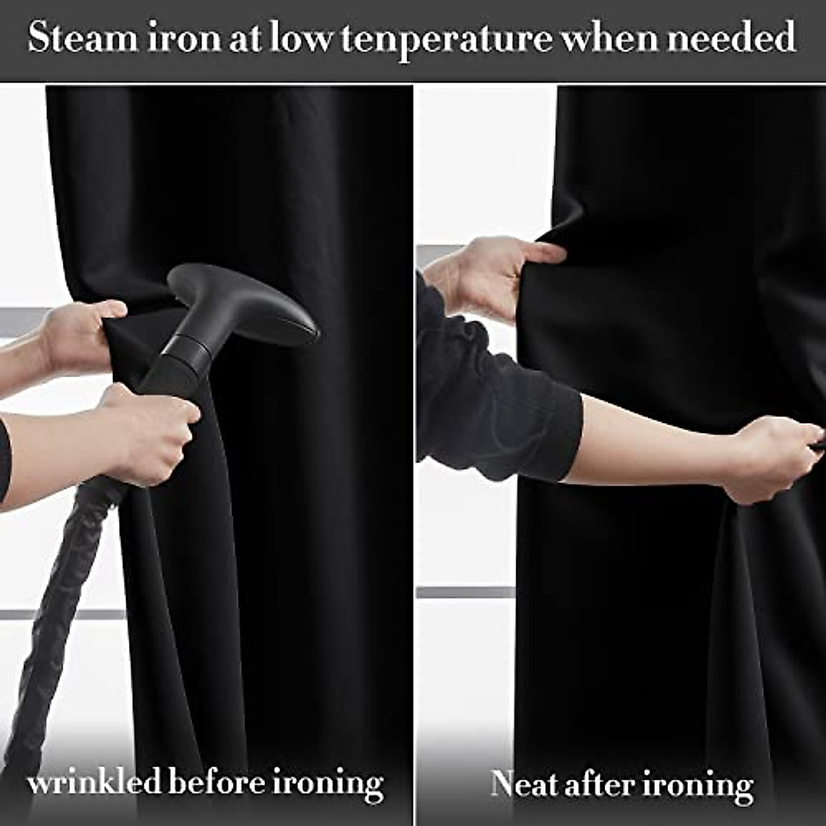 Rutterllow Blackout Curtains for Bedroom, Thermal Insulated Room Darkening Curtains 2 Panels for Living Room, Grommet Top (52x84 Inch, Black)