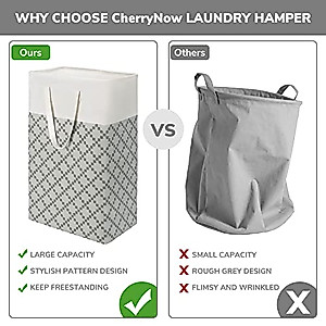 CherryNow Large Laundry Hmaper 90L 2 Pack, Collapsible Laundry Basket Dirty Clothes Hamper with Extended Handles Decorative Basket for Laundry Tall Laundry Bin for Bathroom, Bedroom, Grey