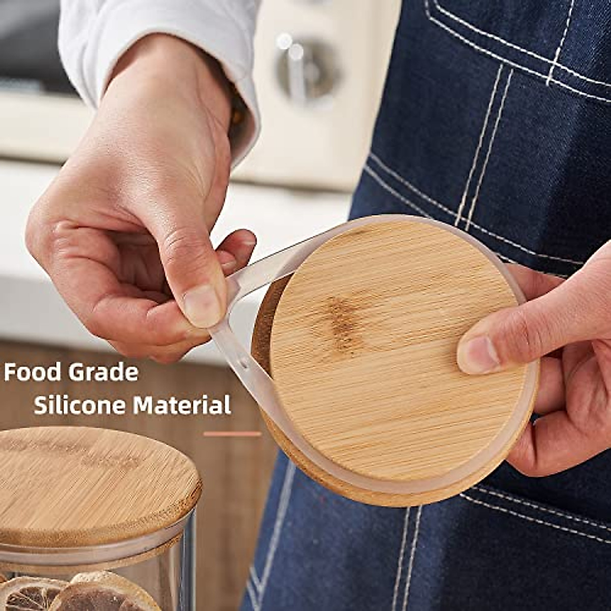 Glass Food Storage Containers 12 Packs (8oz), Airtight Glass Food Jars with Bamboo Wooden Lids, Canister Set for Kitchen Counter, Pantry Organization Jar for Sugar Flour Cereal Candy Cookie Coffee