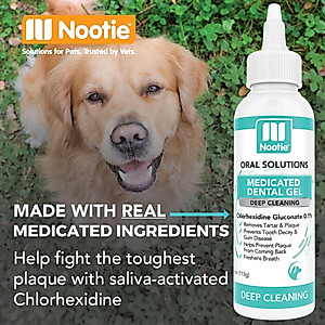 Nootie Medicated Dental Gel for Dogs, Freshens Breath and Cleans Teeth for Dogs - Prevents Plaque and Tartar Dog Oral Care, 4oz