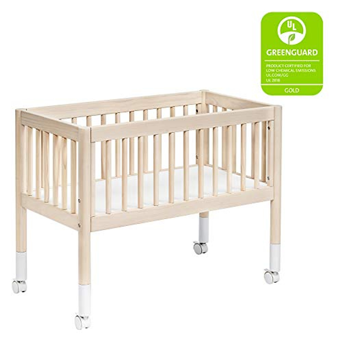 Babyletto Gelato Portable Bassinet in Washed Natural and White, Greenguard Gold Certified