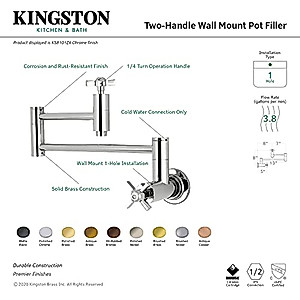 Kingston Brass KS8107ZX Wall Mount Pot Filler Kitchen Faucet, Brushed Brass, 13 x 5.06 x 8